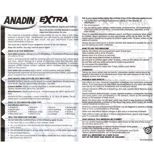 Anadin Extra Caplets (16) - ExpressChemist.co.uk - Buy Online