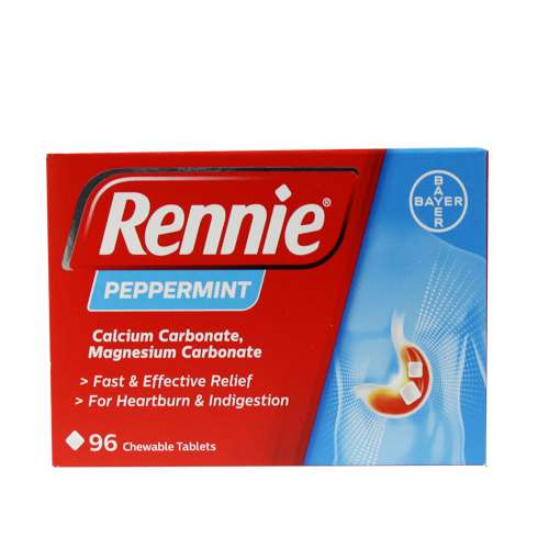 Rennie Peppermint Chewable Tablets 96 - ExpressChemist.co.uk - Buy Online