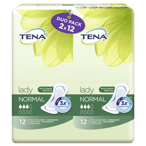 Tena Lady Duo Pack Normal Pads 2x12 - ExpressChemist.co.uk - Buy Online
