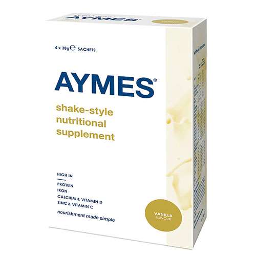 Aymes Shakes Vanilla 4 x 38g Sachets - ExpressChemist.co.uk - Buy Online